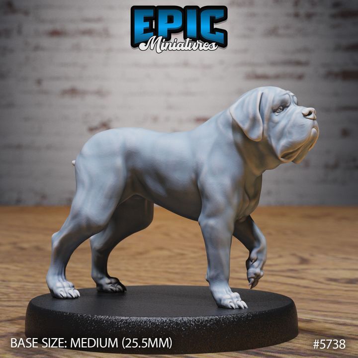 3D Printable Mastiff War Dog / Hunter Hound / War Animal / Siege Servant / Weredog Creature ...